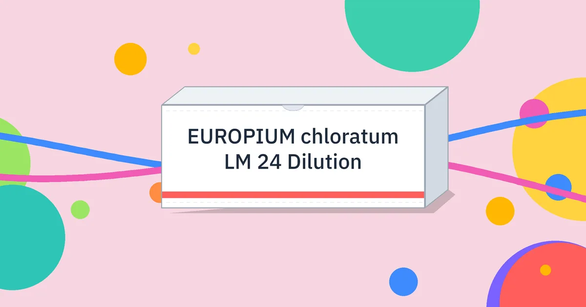 Symbolbild: Packung mit der Aufschrift EUROPIUM chloratum LM 24 Dilution (PZN 13484287) – Verfügbarkeit und Bezug in Apotheken in Frankfurt am Main