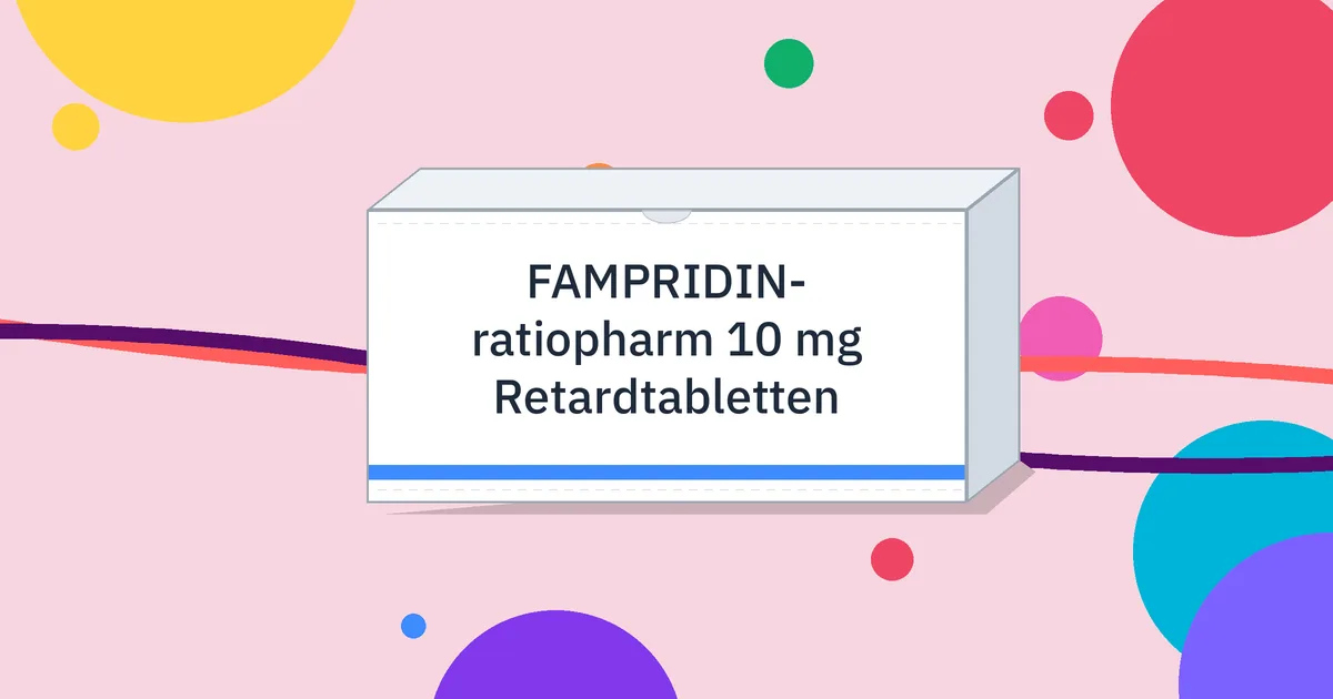 Symbolbild: Packung mit der Aufschrift FAMPRIDIN-ratiopharm 10 mg Retardtabletten (PZN 17668558) – Verfügbarkeit und Bezug in Apotheken in Frankfurt am Main