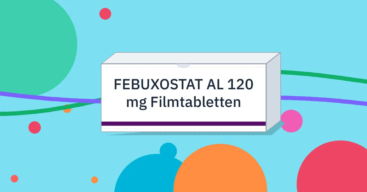 Symbolbild: Packung mit der Aufschrift FEBUXOSTAT AL 120 mg Filmtabletten (PZN 14286477) – Verfügbarkeit und Bezug in Apotheken in Frankfurt am Main