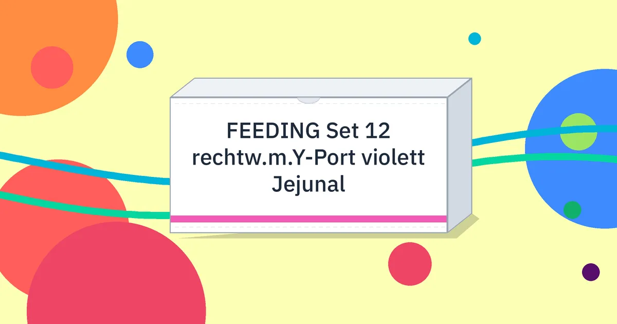 Symbolbild: Packung mit der Aufschrift FEEDING Set 12 rechtw.m.Y-Port violett Jejunal (PZN 14344418) – Verfügbarkeit und Bezug in Apotheken in Frankfurt am Main