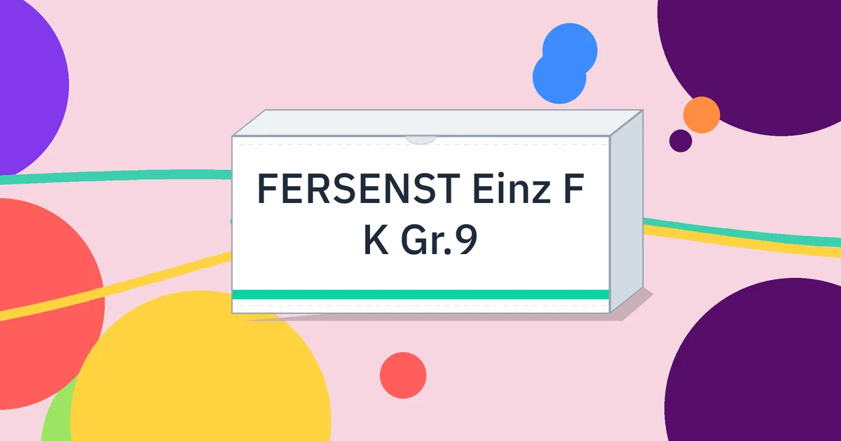 Symbolbild: Packung mit der Aufschrift FERSENST Einz F K Gr.9 (PZN 01738446) – Verfügbarkeit und Bezug in Apotheken in Frankfurt am Main