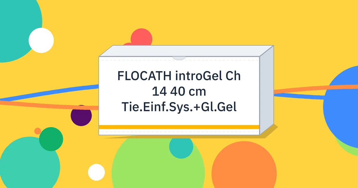 Symbolbild: Packung mit der Aufschrift FLOCATH introGel Ch 14 40 cm Tie.Einf.Sys.+Gl.Gel (PZN 05019062) – Verfügbarkeit und Bezug in Apotheken in Frankfurt am Main