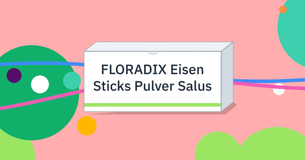 Symbolbild: Packung mit der Aufschrift FLORADIX Eisen Sticks Pulver Salus (PZN 19104765) – Verfügbarkeit und Bezug in Apotheken in Frankfurt am Main