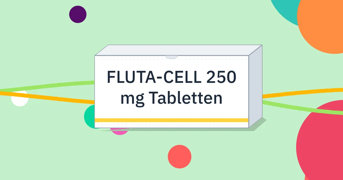 Symbolbild: Packung mit der Aufschrift FLUTA-CELL 250 mg Tabletten (PZN 07689097) – Verfügbarkeit und Bezug in Apotheken in Frankfurt am Main