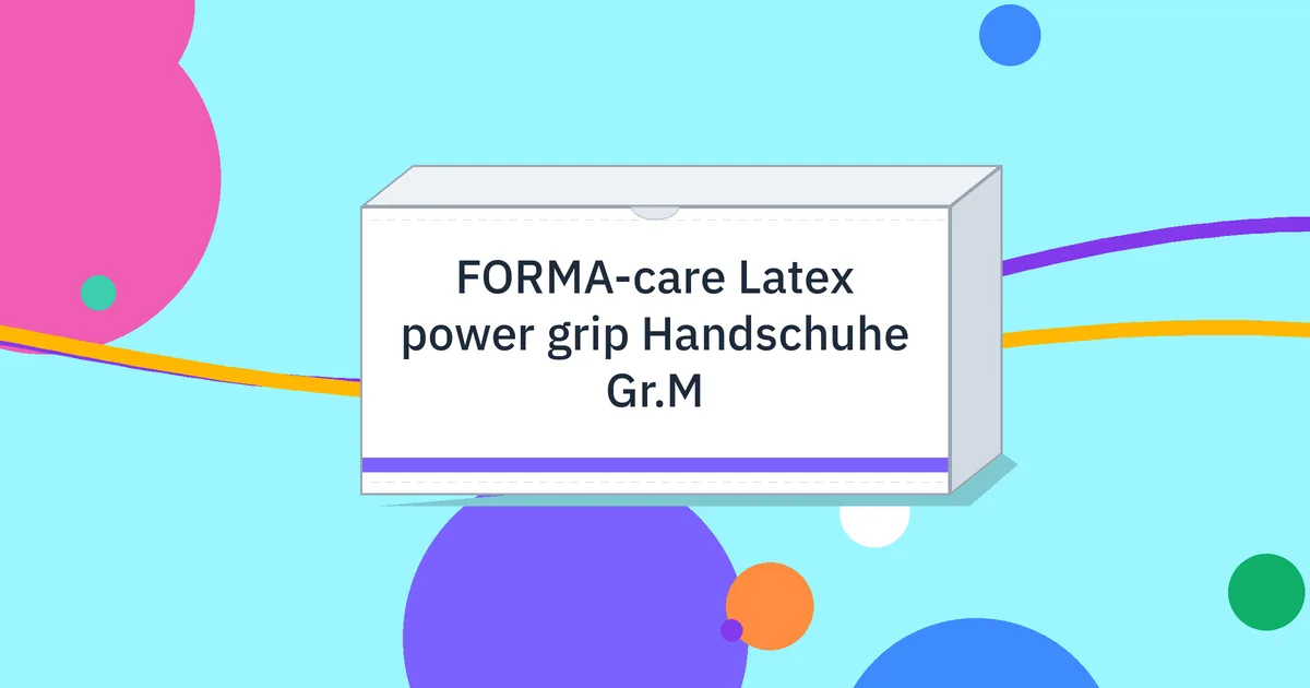 Symbolbild: Packung mit der Aufschrift FORMA-care Latex power grip Handschuhe Gr.M (PZN 02335489) – Verfügbarkeit und Bezug in Apotheken in Frankfurt am Main