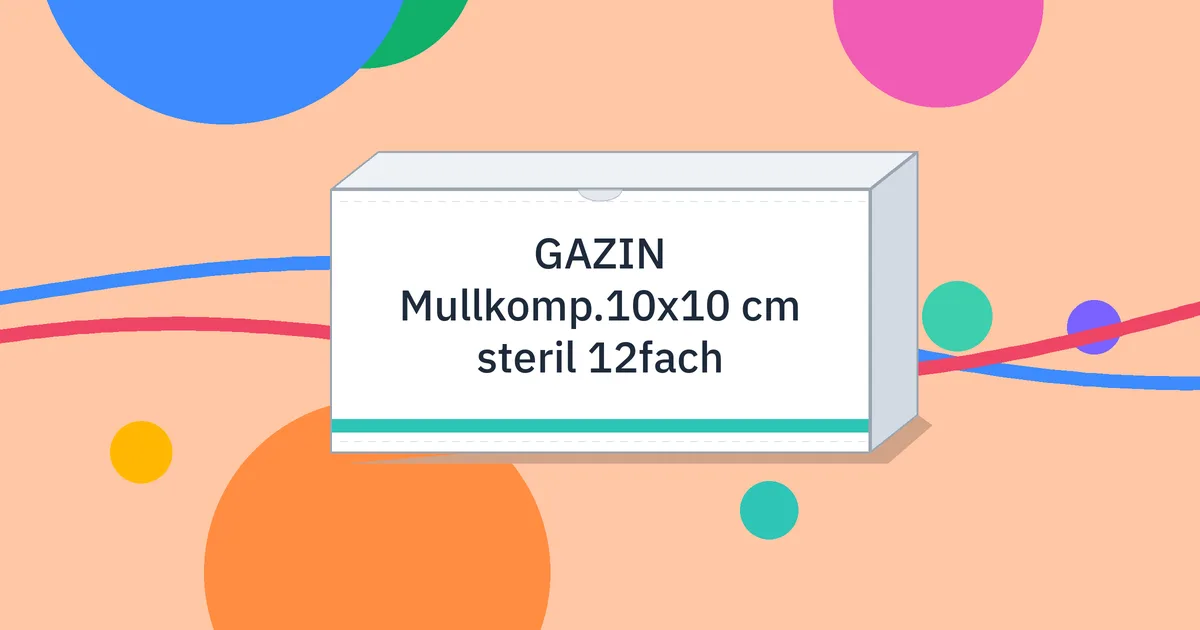 Symbolbild: Packung mit der Aufschrift GAZIN Mullkomp.10x10 cm steril 12fach (PZN 14444019) – Verfügbarkeit und Bezug in Apotheken in Frankfurt am Main