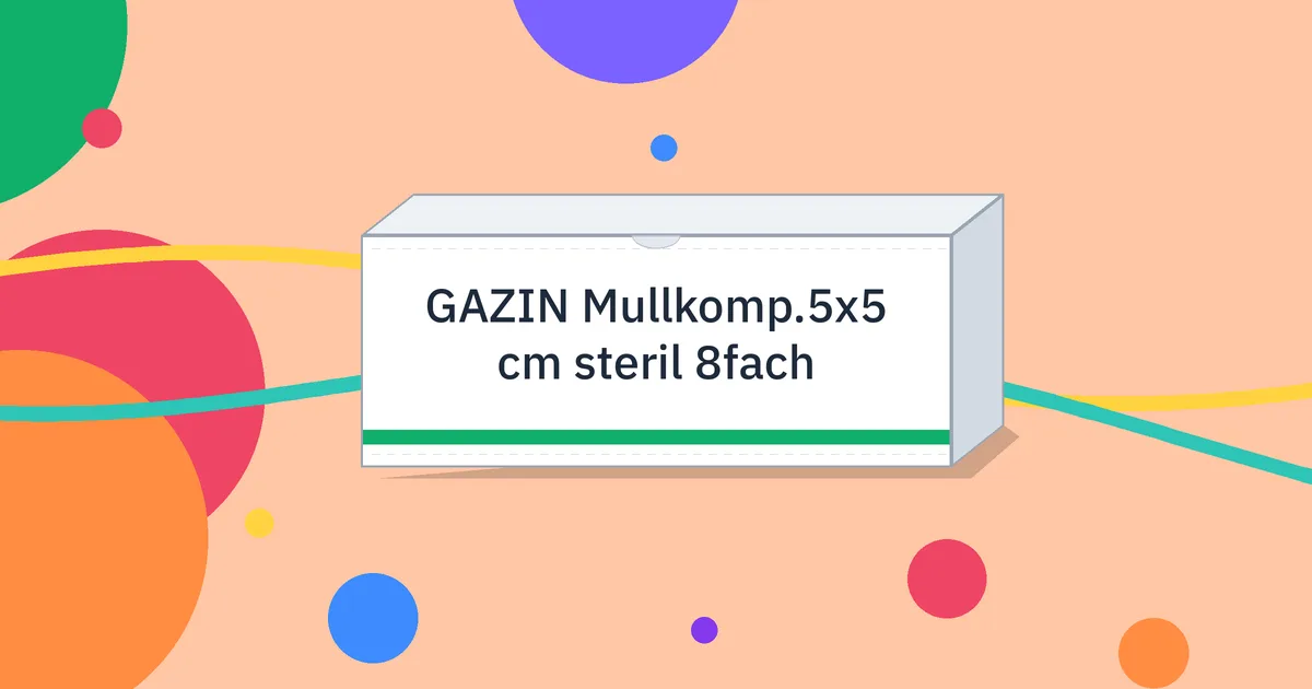Symbolbild: Packung mit der Aufschrift GAZIN Mullkomp.5x5 cm steril 8fach (PZN 17451907) – Verfügbarkeit und Bezug in Apotheken in Frankfurt am Main