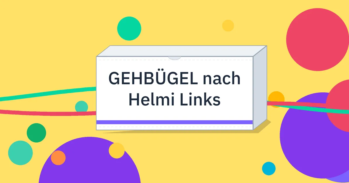 Symbolbild: Packung mit der Aufschrift GEHBÜGEL nach Helmi Links (PZN 03905227) – Verfügbarkeit und Bezug in Apotheken in Frankfurt am Main