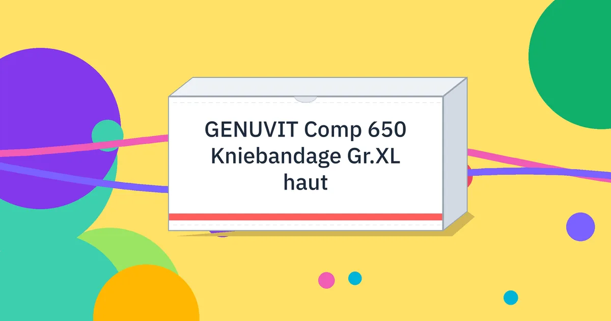 Symbolbild: Packung mit der Aufschrift GENUVIT Comp 650 Kniebandage Gr.XL haut (PZN 09403550) – Verfügbarkeit und Bezug in Apotheken in Frankfurt am Main