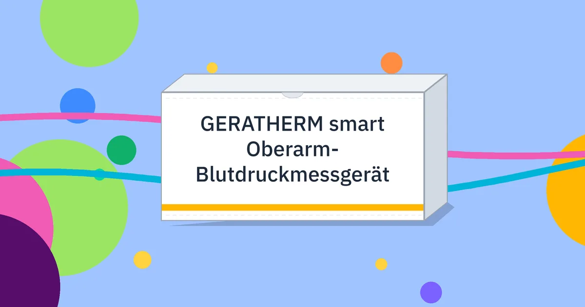 Symbolbild: Packung mit der Aufschrift GERATHERM smart Oberarm-Blutdruckmessgerät (PZN 14312967) – Verfügbarkeit und Bezug in Apotheken in Frankfurt am Main