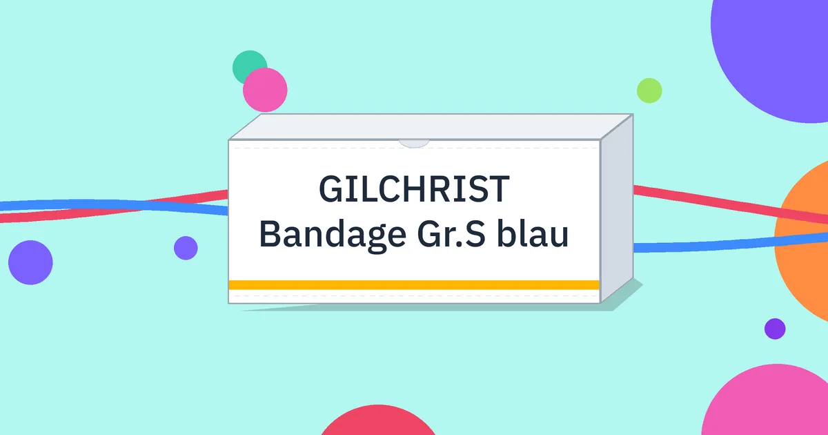 Symbolbild: Packung mit der Aufschrift GILCHRIST Bandage Gr.S blau (PZN 04910549) – Verfügbarkeit und Bezug in Apotheken in Frankfurt am Main
