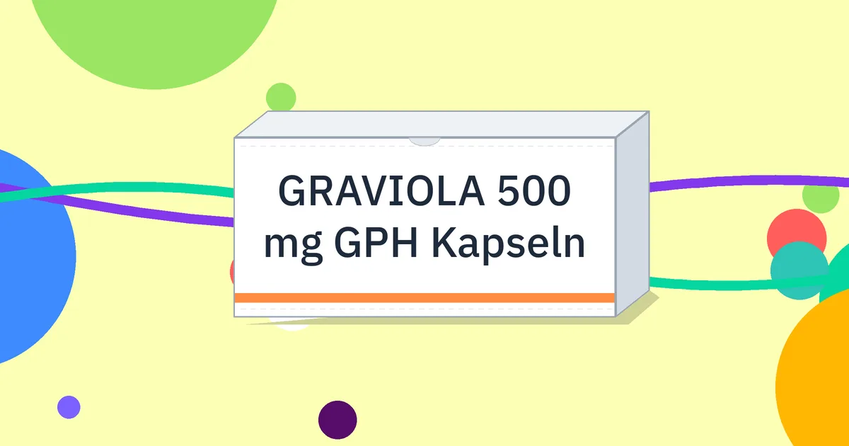 Symbolbild: Packung mit der Aufschrift GRAVIOLA 500 mg GPH Kapseln (PZN 20282667) – Verfügbarkeit und Bezug in Apotheken in Frankfurt am Main