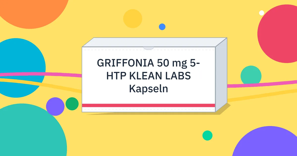 Symbolbild: Packung mit der Aufschrift GRIFFONIA 50 mg 5-HTP KLEAN LABS Kapseln (PZN 19459787) – Verfügbarkeit und Bezug in Apotheken in Frankfurt am Main
