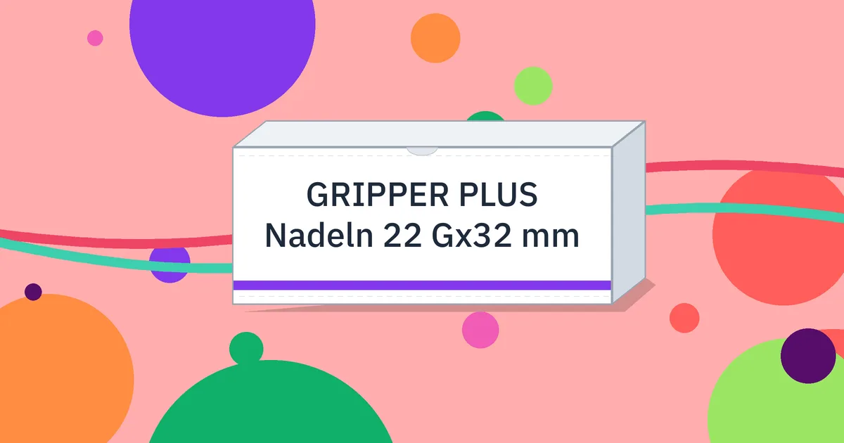 Symbolbild: Packung mit der Aufschrift GRIPPER PLUS Nadeln 22 Gx32 mm (PZN 00435790) – Verfügbarkeit und Bezug in Apotheken in Frankfurt am Main