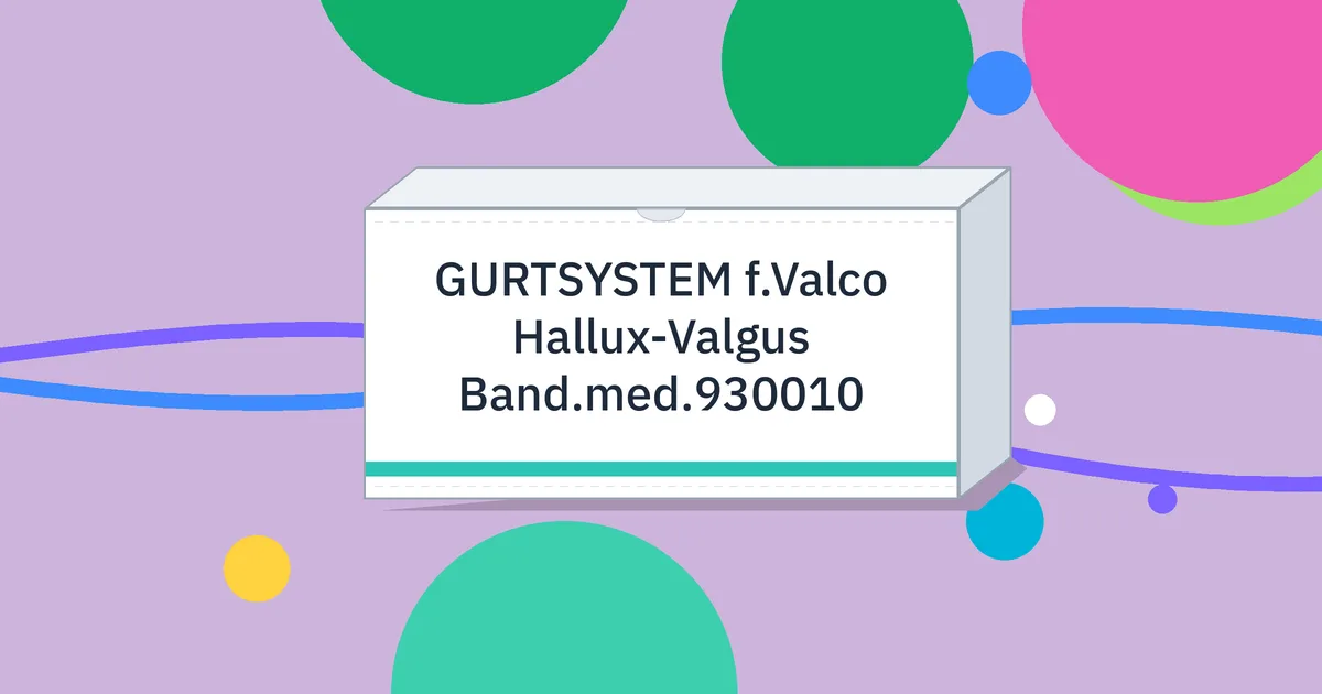 Symbolbild: Packung mit der Aufschrift GURTSYSTEM f.Valco Hallux-Valgus Band.med.930010 (PZN 11014620) – Verfügbarkeit und Bezug in Apotheken in Frankfurt am Main