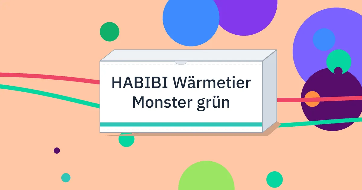Symbolbild: Packung mit der Aufschrift HABIBI Wärmetier Monster grün (PZN 18109513) – Verfügbarkeit und Bezug in Apotheken in Frankfurt am Main