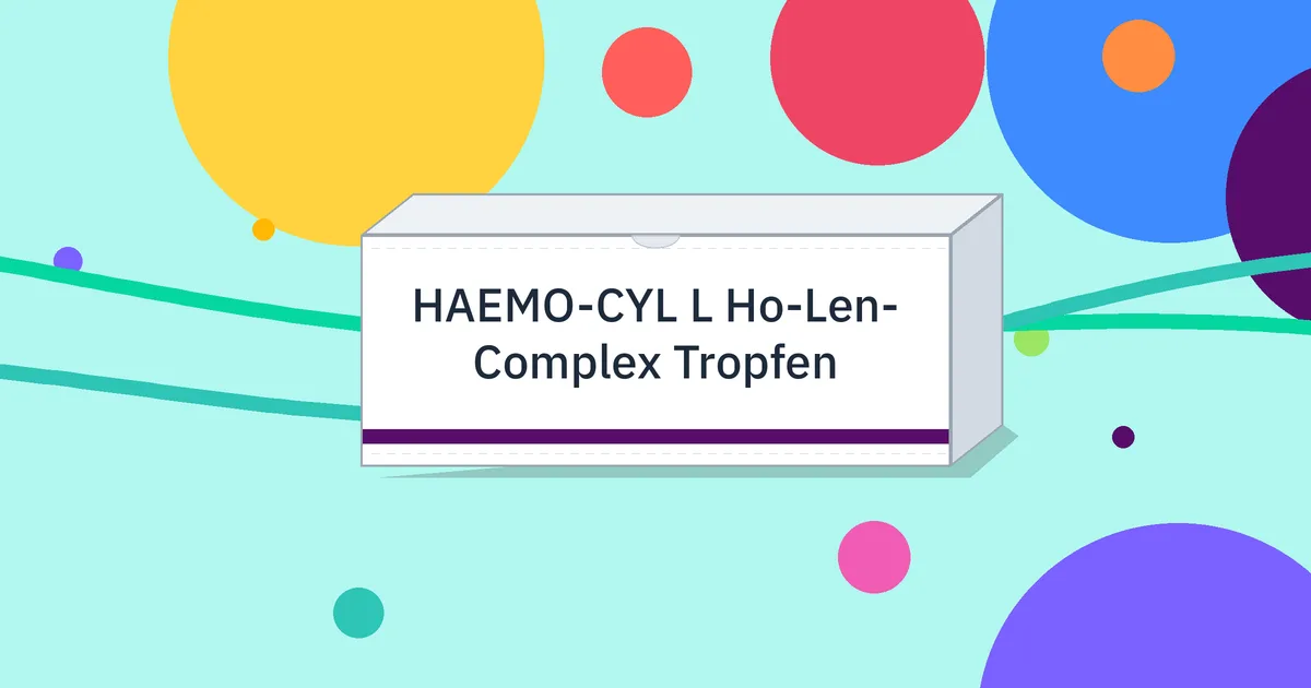 Symbolbild: Packung mit der Aufschrift HAEMO-CYL L Ho-Len-Complex Tropfen (PZN 03395849) – Verfügbarkeit und Bezug in Apotheken in Frankfurt am Main