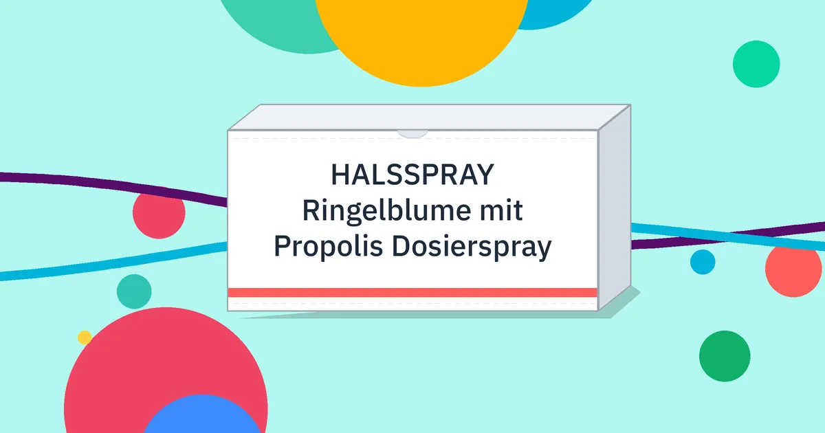 Symbolbild: Packung mit der Aufschrift HALSSPRAY Ringelblume mit Propolis Dosierspray (PZN 17188717) – Verfügbarkeit und Bezug in Apotheken in Frankfurt am Main