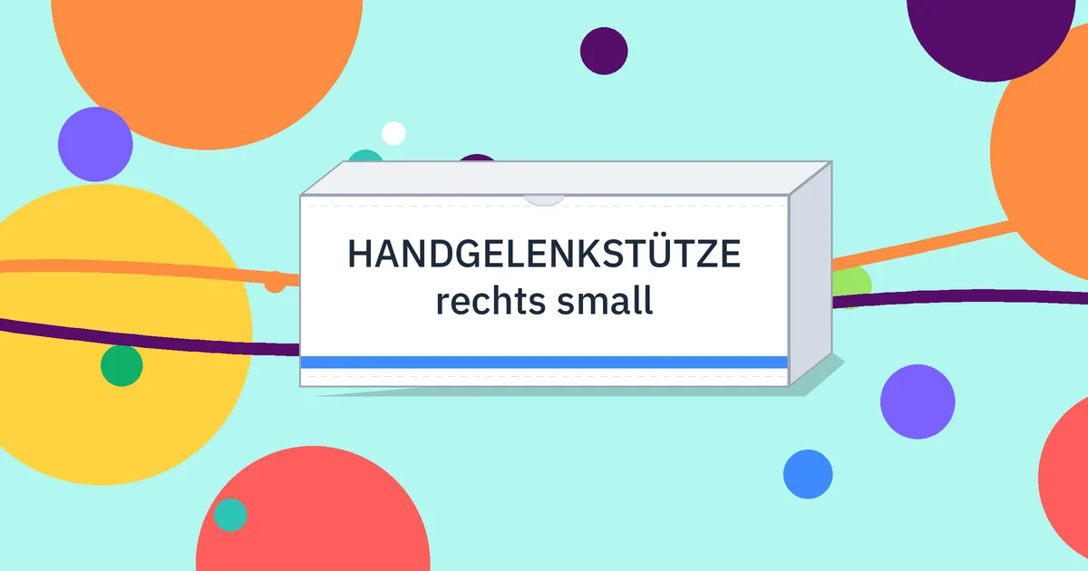 Symbolbild: Packung mit der Aufschrift HANDGELENKSTÜTZE rechts small (PZN 00468111) – Verfügbarkeit und Bezug in Apotheken in Frankfurt am Main
