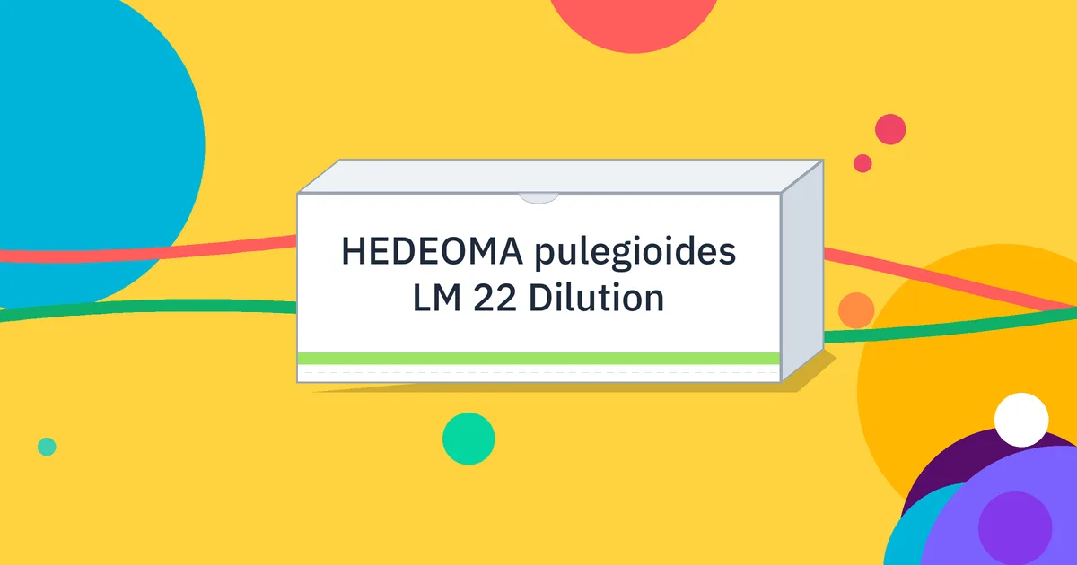 Symbolbild: Packung mit der Aufschrift HEDEOMA pulegioides LM 22 Dilution (PZN 13551279) – Verfügbarkeit und Bezug in Apotheken in Frankfurt am Main