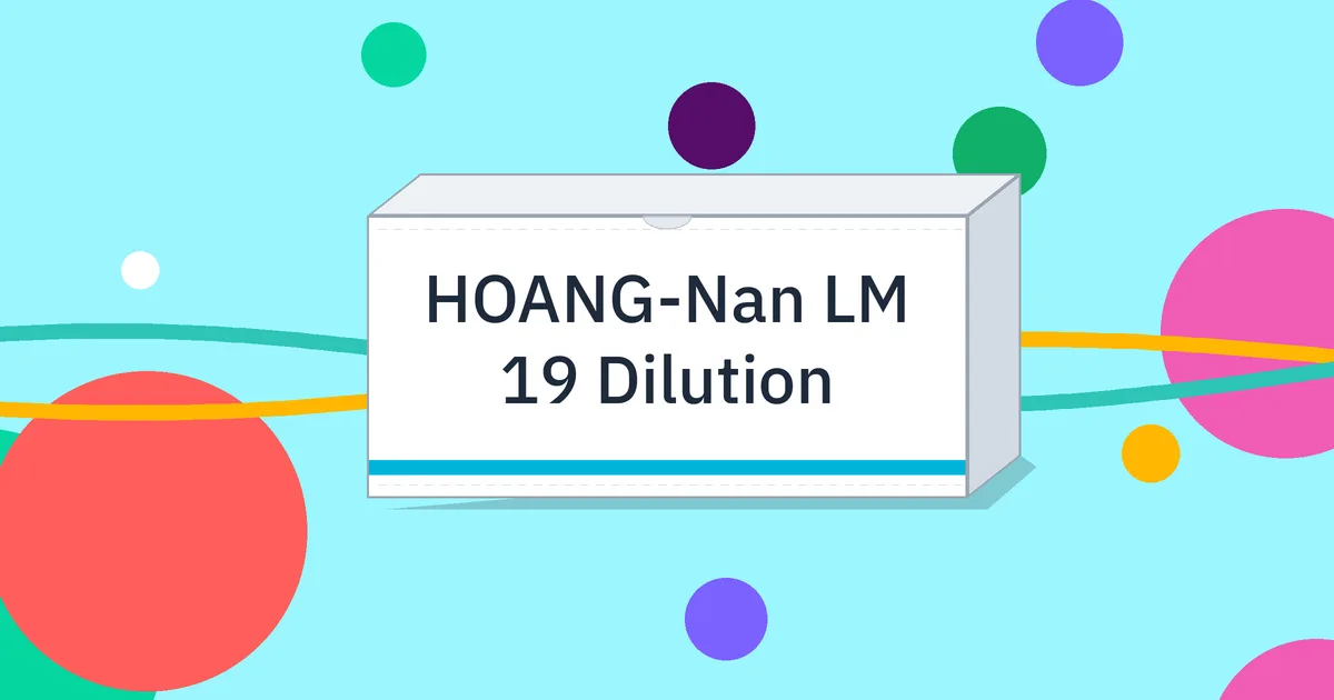 Symbolbild: Packung mit der Aufschrift HOANG-Nan LM 19 Dilution (PZN 12889361) – Verfügbarkeit und Bezug in Apotheken in Frankfurt am Main