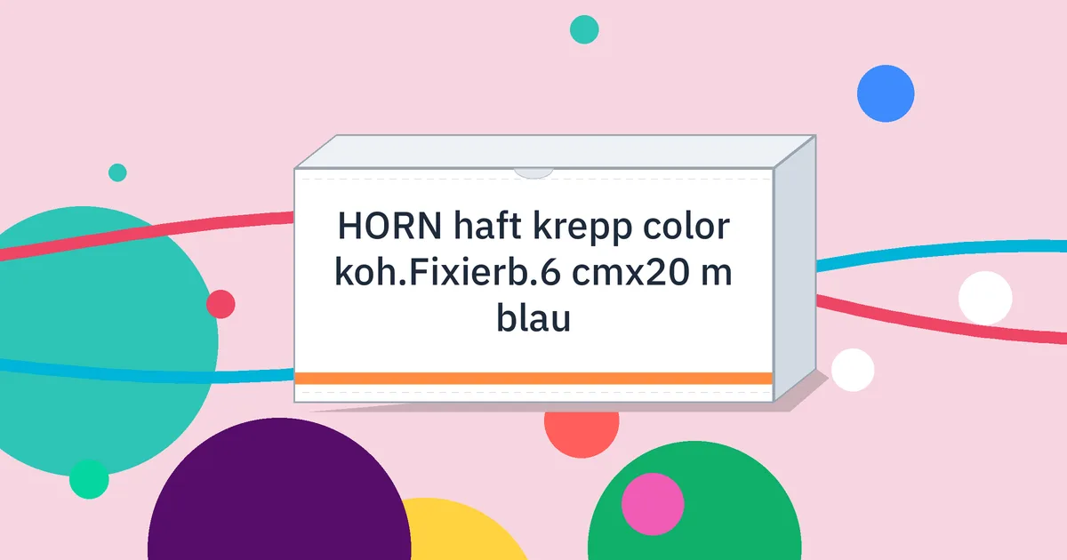 Symbolbild: Packung mit der Aufschrift HORN haft krepp color koh.Fixierb.6 cmx20 m blau (PZN 03841355) – Verfügbarkeit und Bezug in Apotheken in Frankfurt am Main