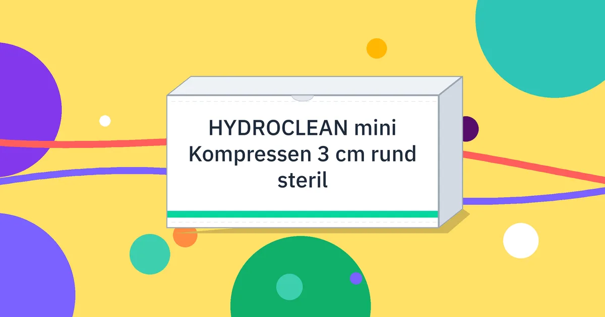 Symbolbild: Packung mit der Aufschrift HYDROCLEAN mini Kompressen 3 cm rund steril (PZN 16123420) – Verfügbarkeit und Bezug in Apotheken in Frankfurt am Main