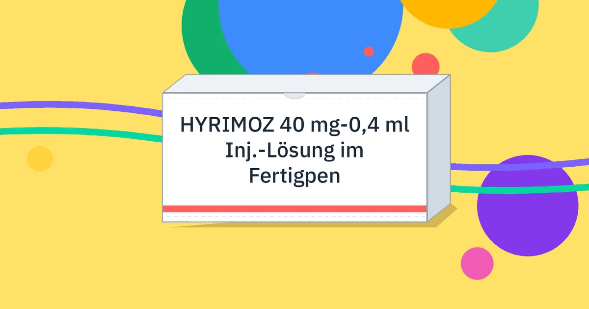Symbolbild: Packung mit der Aufschrift HYRIMOZ 40 mg-0,4 ml Inj.-Lösung im Fertigpen (PZN 19212420) – Verfügbarkeit und Bezug in Apotheken in Frankfurt am Main