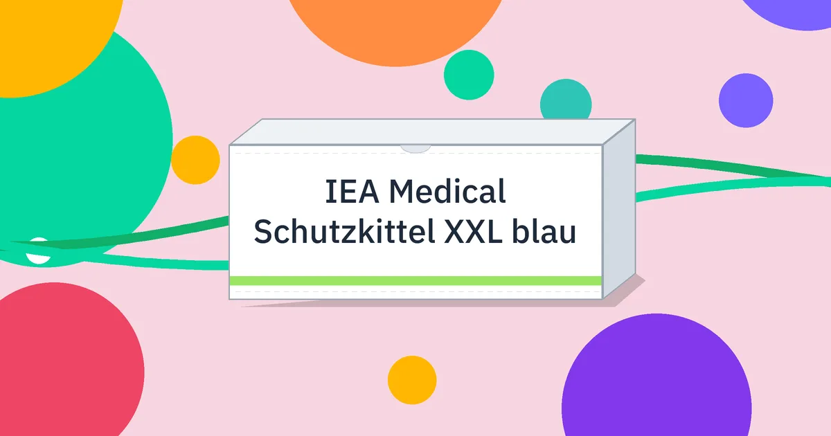 Symbolbild: Packung mit der Aufschrift IEA Medical Schutzkittel XXL blau (PZN 18676270) – Verfügbarkeit und Bezug in Apotheken in Frankfurt am Main
