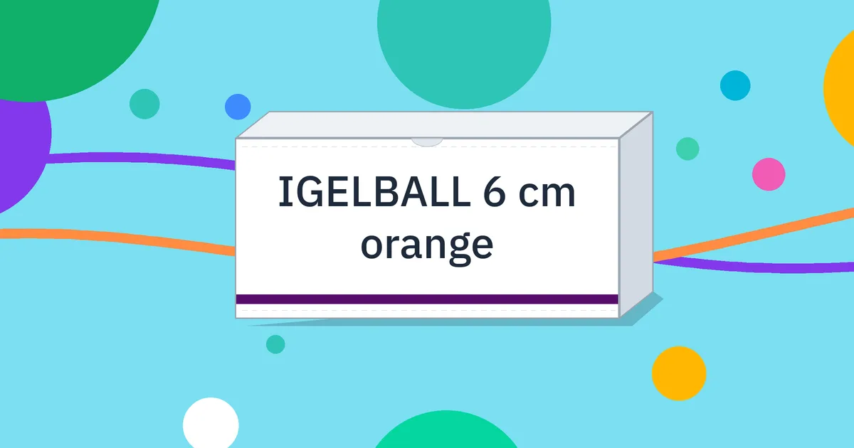 Symbolbild: Packung mit der Aufschrift IGELBALL 6 cm orange (PZN 08453994) – Verfügbarkeit und Bezug in Apotheken in Frankfurt am Main