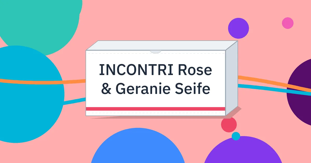 Symbolbild: Packung mit der Aufschrift INCONTRI Rose & Geranie Seife (PZN 15863965) – Verfügbarkeit und Bezug in Apotheken in Frankfurt am Main