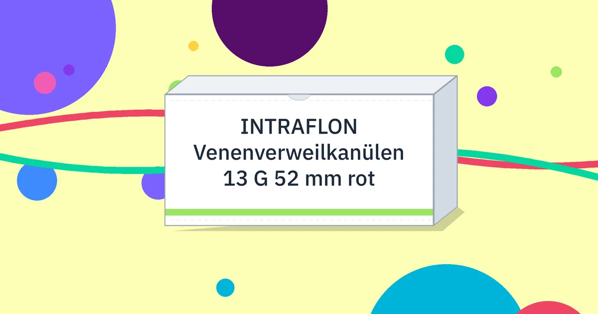 Symbolbild: Packung mit der Aufschrift INTRAFLON Venenverweilkanülen 13 G 52 mm rot (PZN 04120706) – Verfügbarkeit und Bezug in Apotheken in Frankfurt am Main