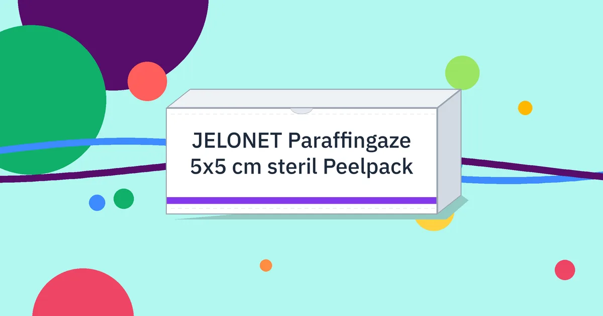 Symbolbild: Packung mit der Aufschrift JELONET Paraffingaze 5x5 cm steril Peelpack (PZN 19118342) – Verfügbarkeit und Bezug in Apotheken in Frankfurt am Main