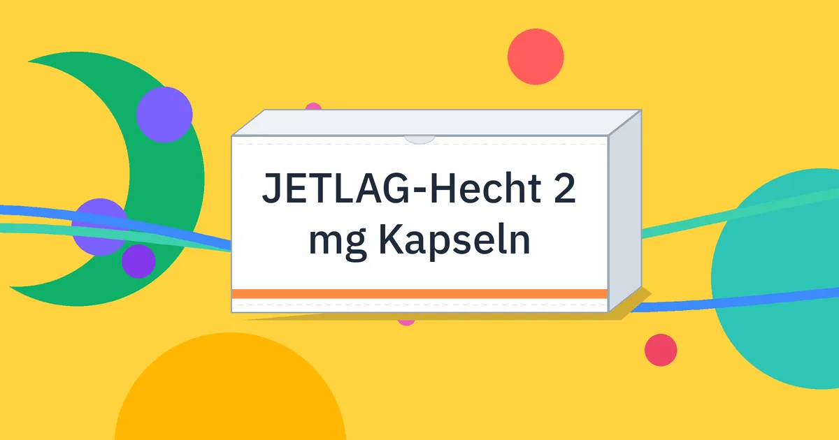 Symbolbild: Packung mit der Aufschrift JETLAG-Hecht 2 mg Kapseln (PZN 09919302) – Verfügbarkeit und Bezug in Apotheken in Frankfurt am Main