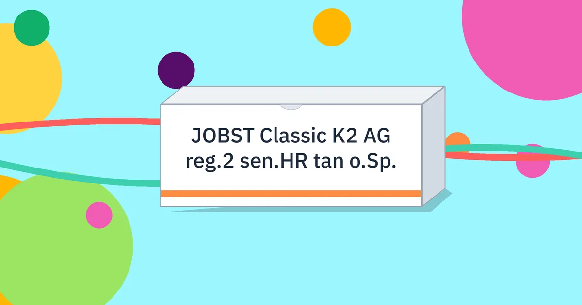 Symbolbild: Packung mit der Aufschrift JOBST Classic K2 AG reg.2 sen.HR tan o.Sp. (PZN 17959959) – Verfügbarkeit und Bezug in Apotheken in Frankfurt am Main