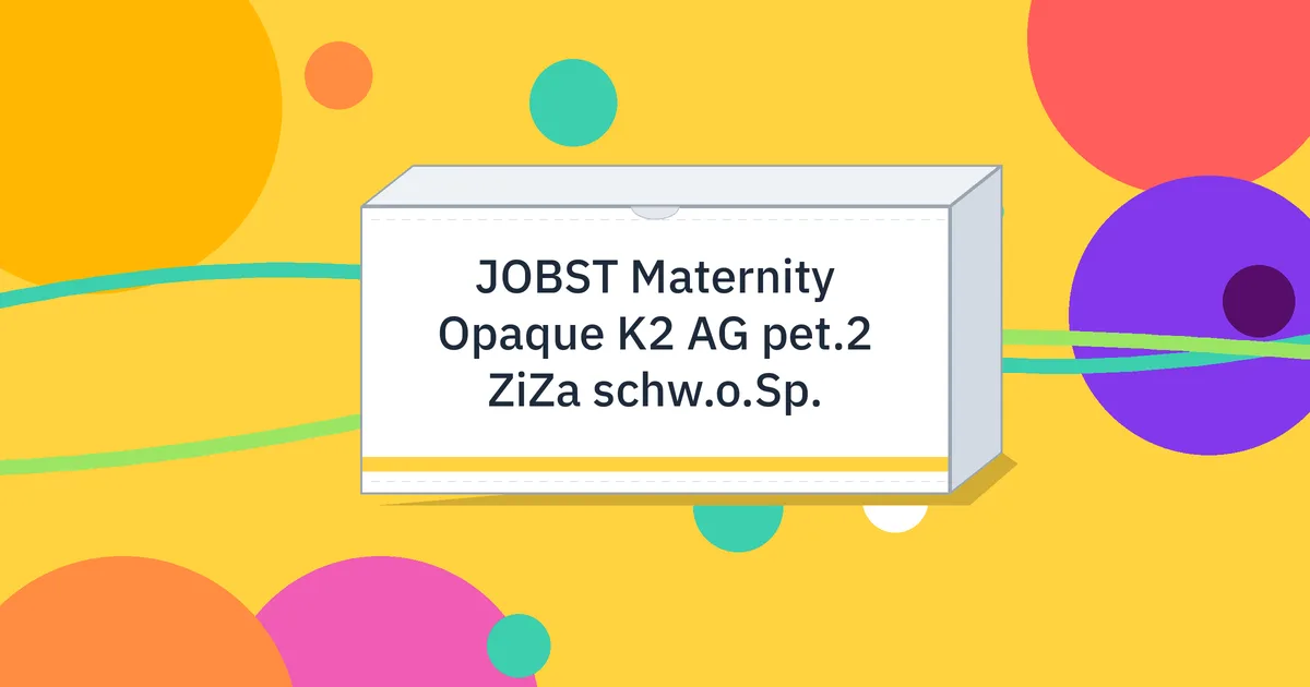 Symbolbild: Packung mit der Aufschrift JOBST Maternity Opaque K2 AG pet.2 ZiZa schw.o.Sp. (PZN 15853694) – Verfügbarkeit und Bezug in Apotheken in Frankfurt am Main