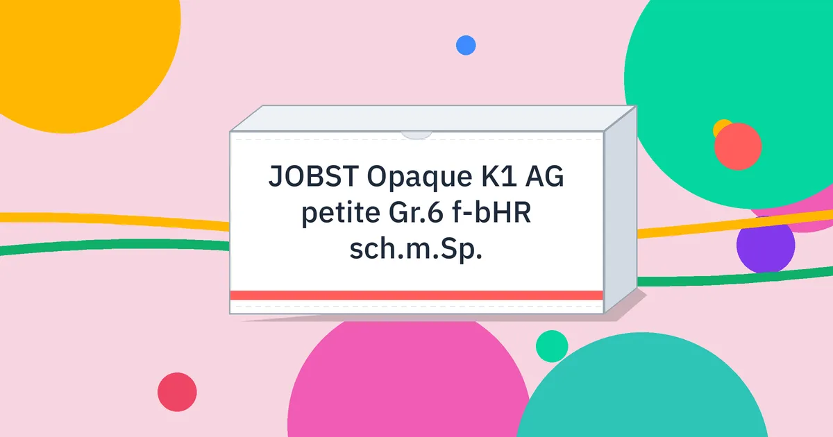 Symbolbild: Packung mit der Aufschrift JOBST Opaque K1 AG petite Gr.6 f-bHR sch.m.Sp. (PZN 13083766) – Verfügbarkeit und Bezug in Apotheken in Frankfurt am Main
