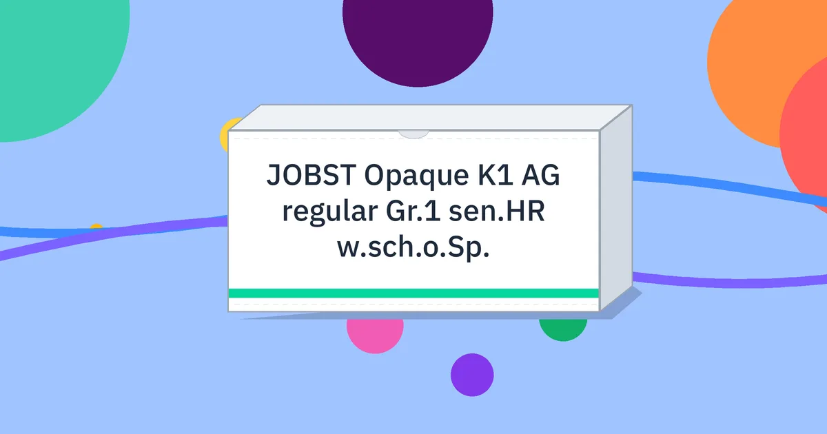 Symbolbild: Packung mit der Aufschrift JOBST Opaque K1 AG regular Gr.1 sen.HR w.sch.o.Sp. (PZN 13096473) – Verfügbarkeit und Bezug in Apotheken in Frankfurt am Main