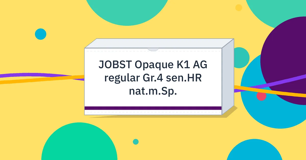 Symbolbild: Packung mit der Aufschrift JOBST Opaque K1 AG regular Gr.4 sen.HR nat.m.Sp. (PZN 13092653) – Verfügbarkeit und Bezug in Apotheken in Frankfurt am Main