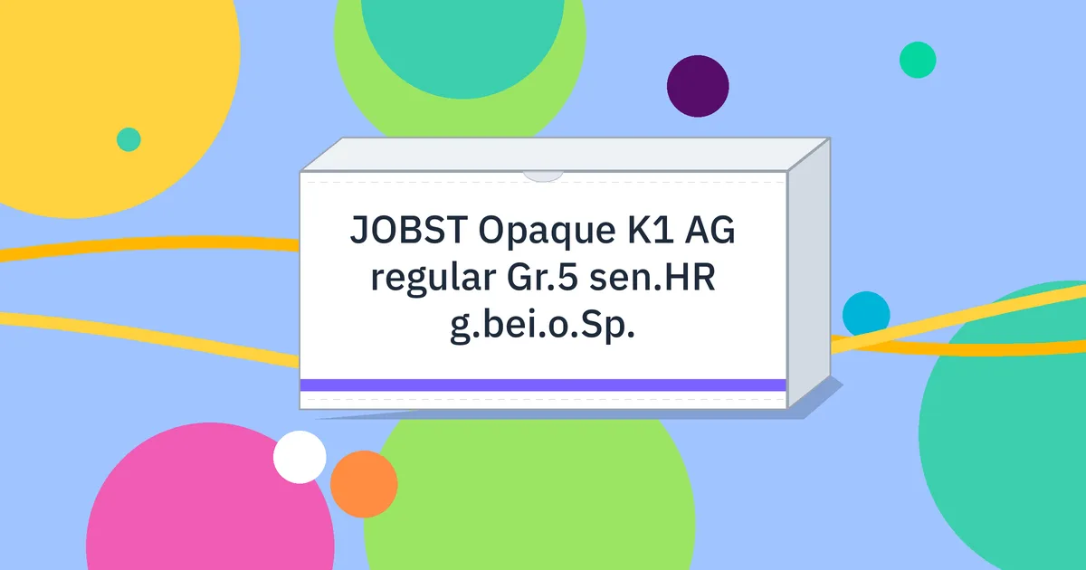 Symbolbild: Packung mit der Aufschrift JOBST Opaque K1 AG regular Gr.5 sen.HR g.bei.o.Sp. (PZN 16265798) – Verfügbarkeit und Bezug in Apotheken in Frankfurt am Main