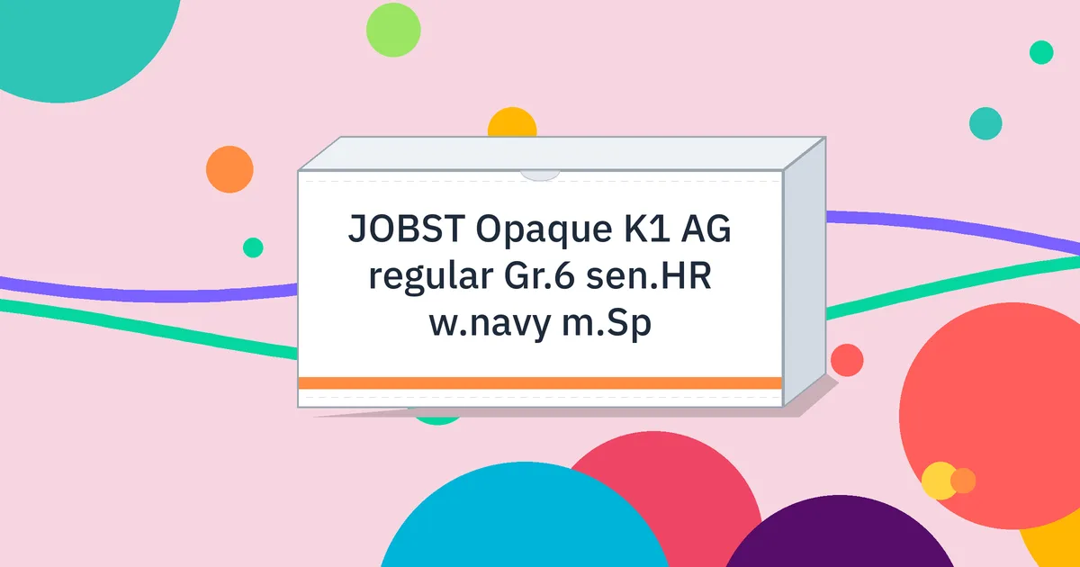 Symbolbild: Packung mit der Aufschrift JOBST Opaque K1 AG regular Gr.6 sen.HR w.navy m.Sp (PZN 13093121) – Verfügbarkeit und Bezug in Apotheken in Frankfurt am Main