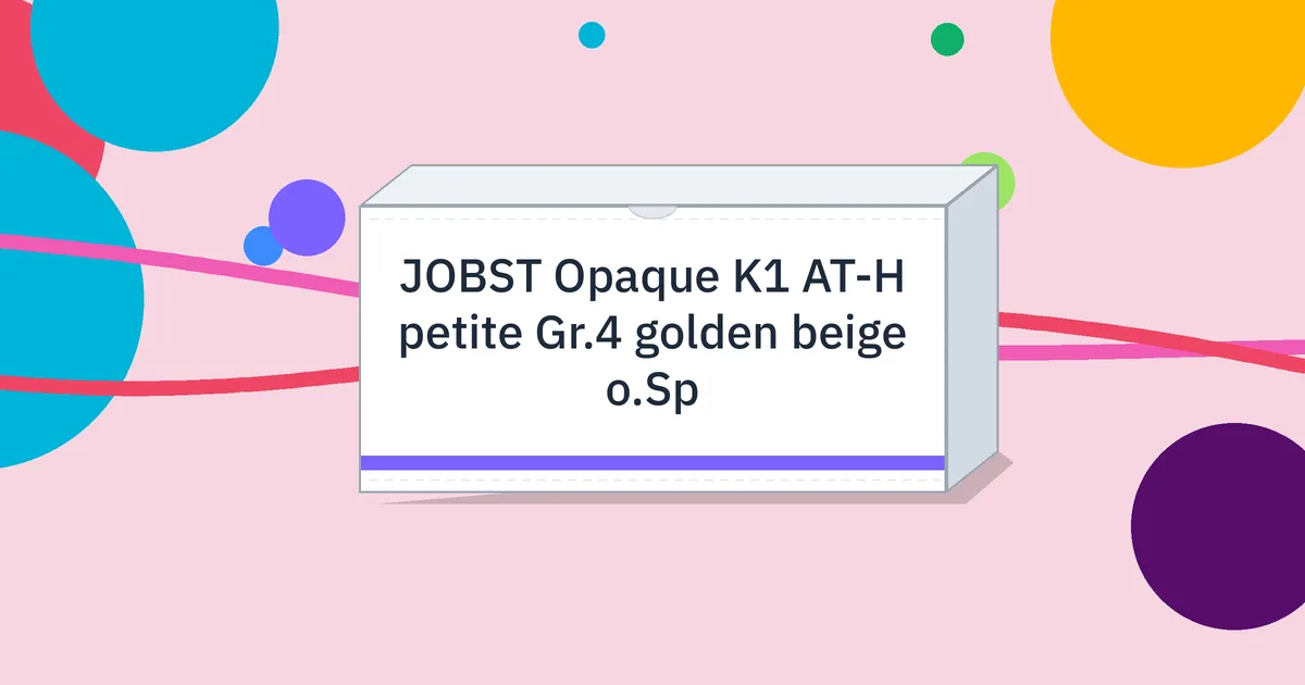 Symbolbild: Packung mit der Aufschrift JOBST Opaque K1 AT-H petite Gr.4 golden beige o.Sp (PZN 16276359) – Verfügbarkeit und Bezug in Apotheken in Frankfurt am Main