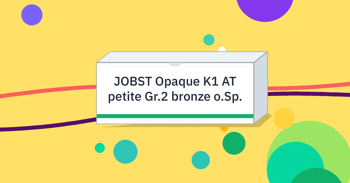 Symbolbild: Packung mit der Aufschrift JOBST Opaque K1 AT petite Gr.2 bronze o.Sp. (PZN 13103919) – Verfügbarkeit und Bezug in Apotheken in Frankfurt am Main