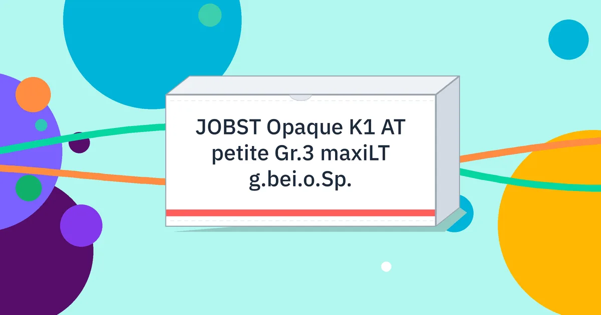 Symbolbild: Packung mit der Aufschrift JOBST Opaque K1 AT petite Gr.3 maxiLT g.bei.o.Sp. (PZN 16276224) – Verfügbarkeit und Bezug in Apotheken in Frankfurt am Main