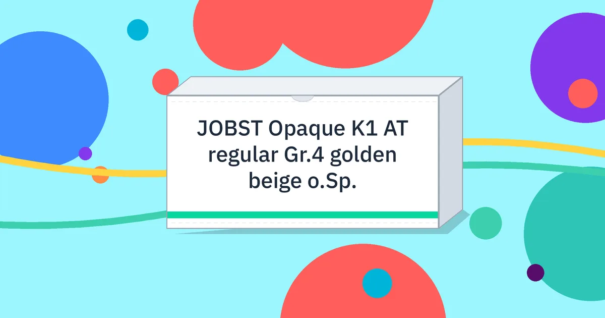 Symbolbild: Packung mit der Aufschrift JOBST Opaque K1 AT regular Gr.4 golden beige o.Sp. (PZN 16274544) – Verfügbarkeit und Bezug in Apotheken in Frankfurt am Main