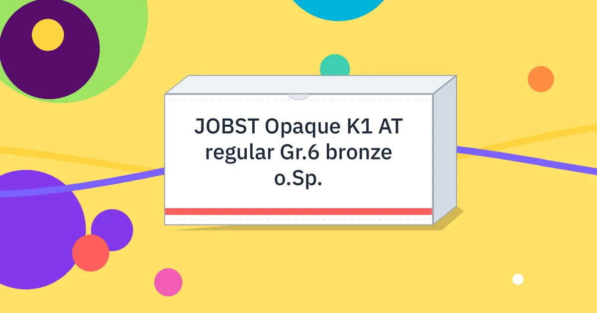 Symbolbild: Packung mit der Aufschrift JOBST Opaque K1 AT regular Gr.6 bronze o.Sp. (PZN 13107308) – Verfügbarkeit und Bezug in Apotheken in Frankfurt am Main