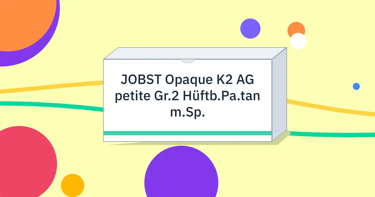 Symbolbild: Packung mit der Aufschrift JOBST Opaque K2 AG petite Gr.2 Hüftb.Pa.tan m.Sp. (PZN 16288374) – Verfügbarkeit und Bezug in Apotheken in Frankfurt am Main