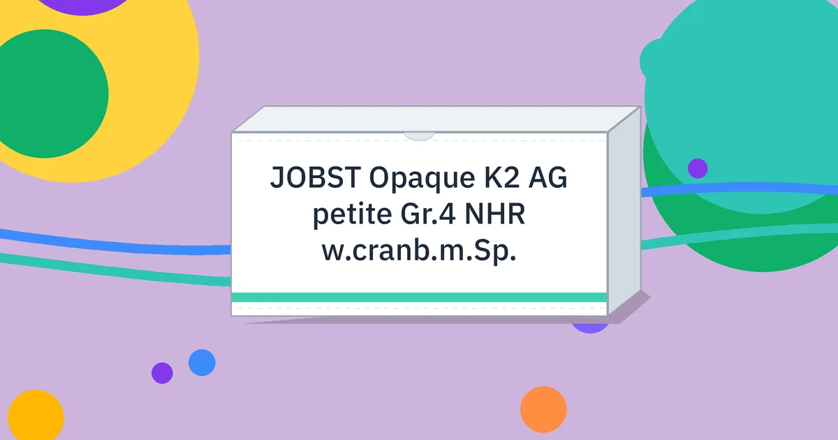 Symbolbild: Packung mit der Aufschrift JOBST Opaque K2 AG petite Gr.4 NHR w.cranb.m.Sp. (PZN 13112539) – Verfügbarkeit und Bezug in Apotheken in Frankfurt am Main