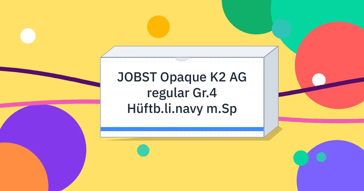 Symbolbild: Packung mit der Aufschrift JOBST Opaque K2 AG regular Gr.4 Hüftb.li.navy m.Sp (PZN 13115816) – Verfügbarkeit und Bezug in Apotheken in Frankfurt am Main