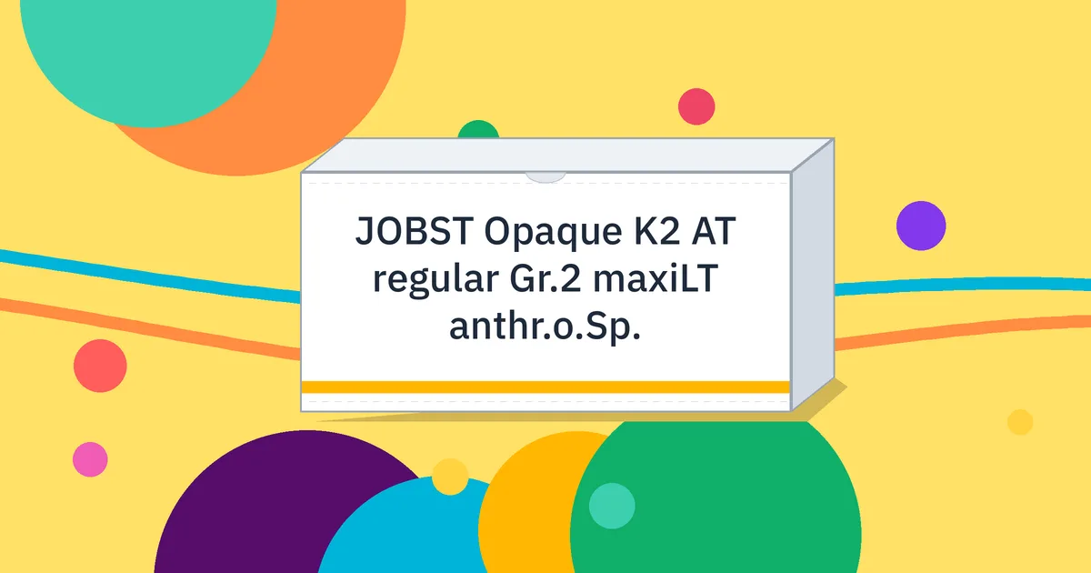 Symbolbild: Packung mit der Aufschrift JOBST Opaque K2 AT regular Gr.2 maxiLT anthr.o.Sp. (PZN 16290425) – Verfügbarkeit und Bezug in Apotheken in Frankfurt am Main